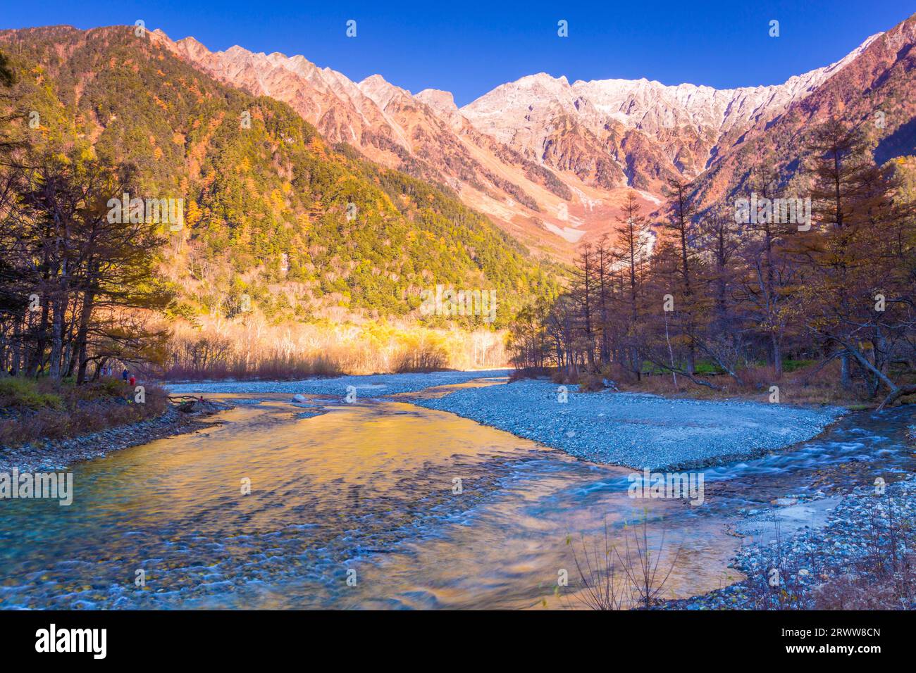 Hotaka mountain peaks and Azusa River Stock Photo - Alamy