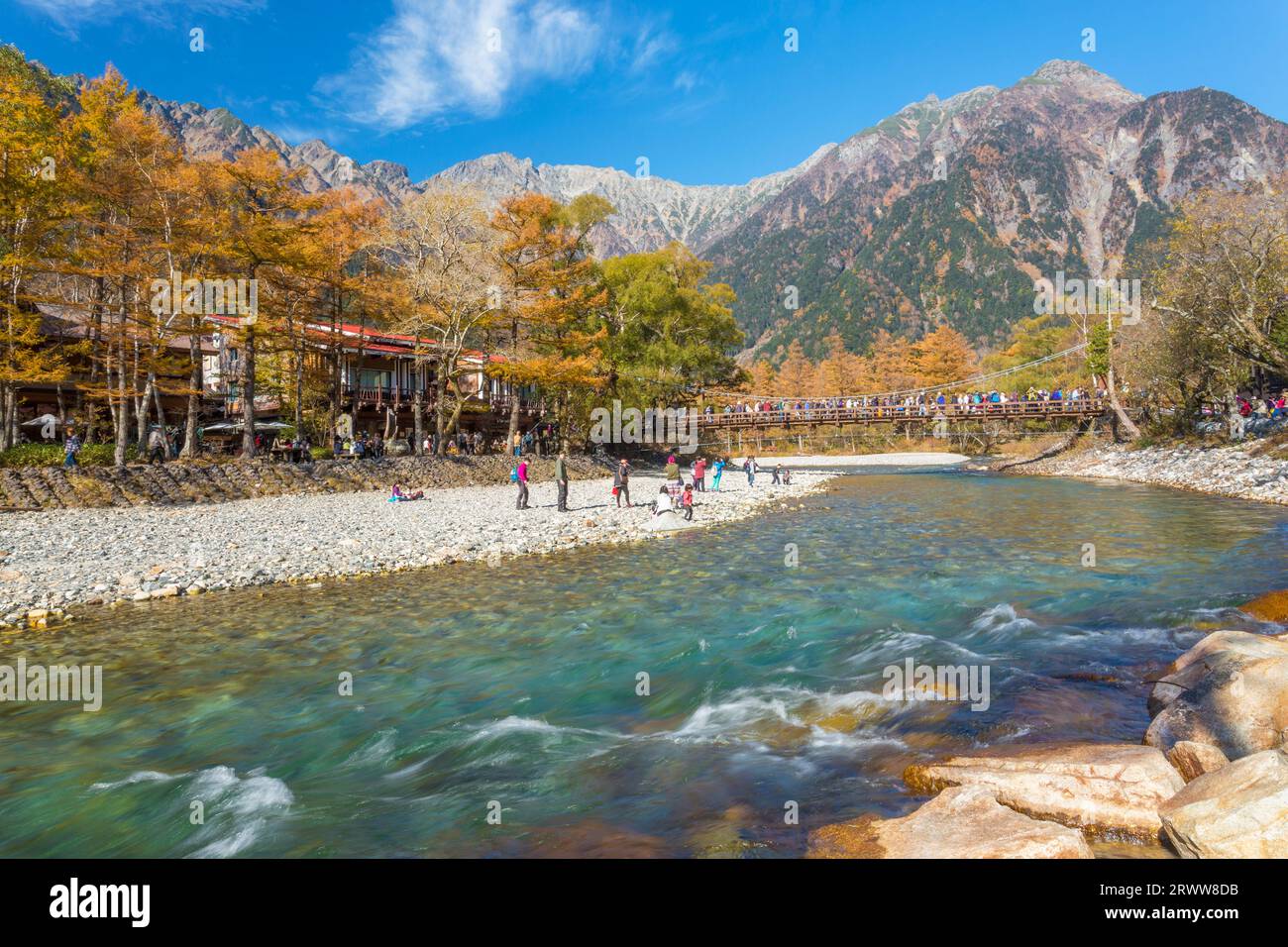 Hotaka mountain peaks and Azusa River Stock Photo - Alamy