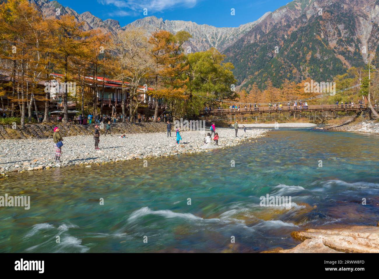 Hotaka mountain peaks and Azusa River Stock Photo - Alamy