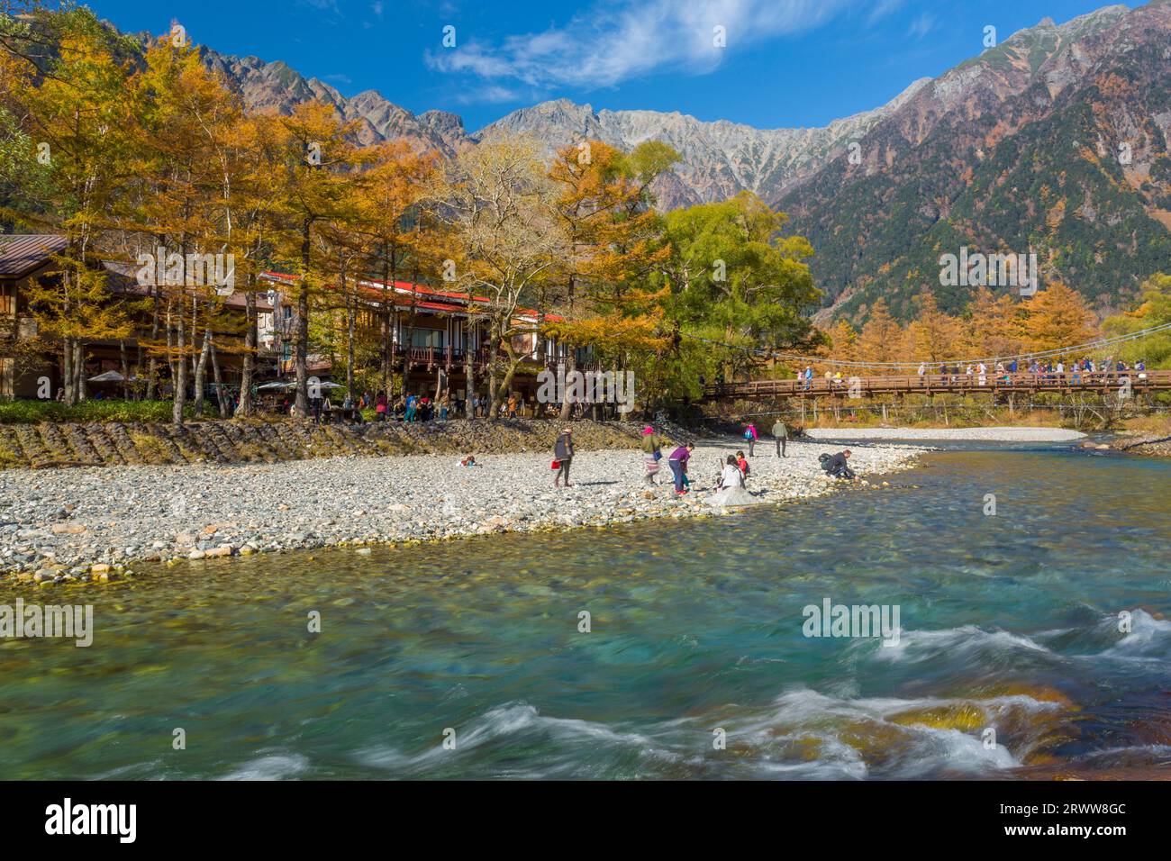 Hotaka mountain peaks and Azusa River Stock Photo - Alamy