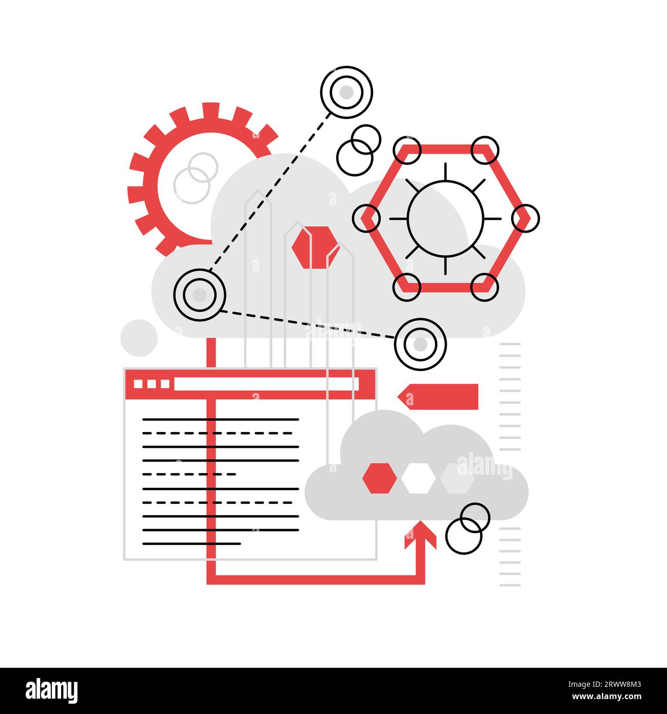 Cloud server technology. Cloud storage computing, digital information ...