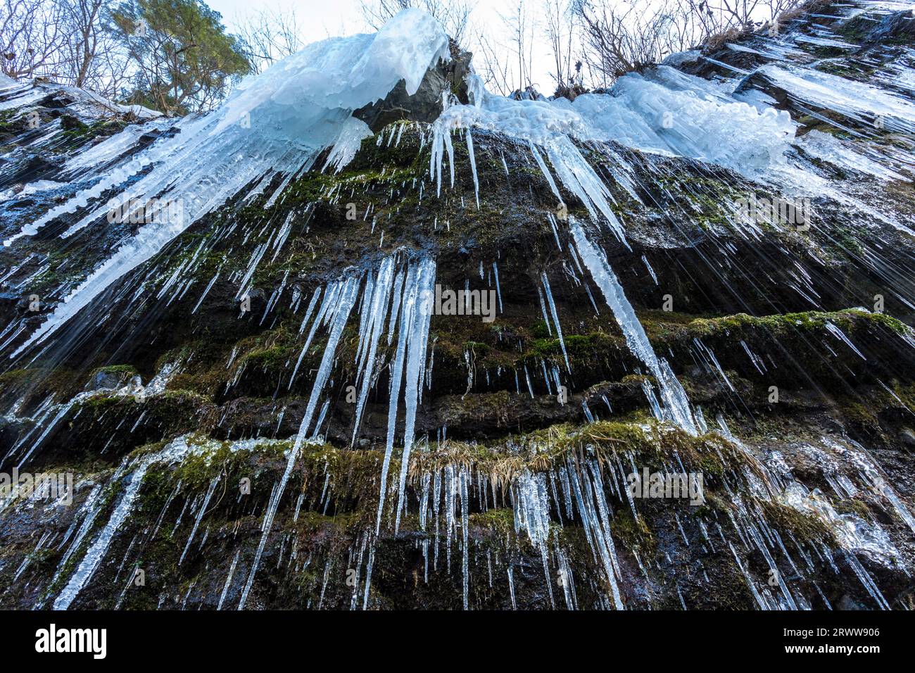 Ice Pillars in Yugawa Valley Stock Photo - Alamy