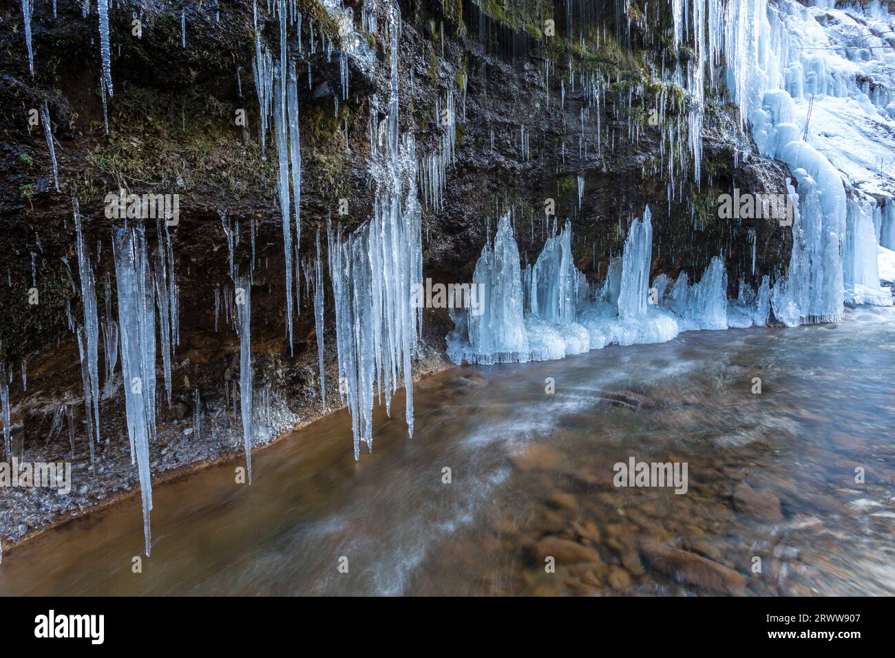 Ice Pillars in Yugawa Valley Stock Photo - Alamy