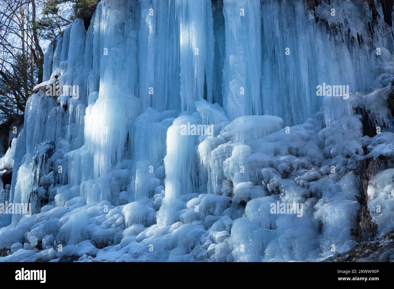 Ice Pillars in Yugawa Valley Stock Photo - Alamy
