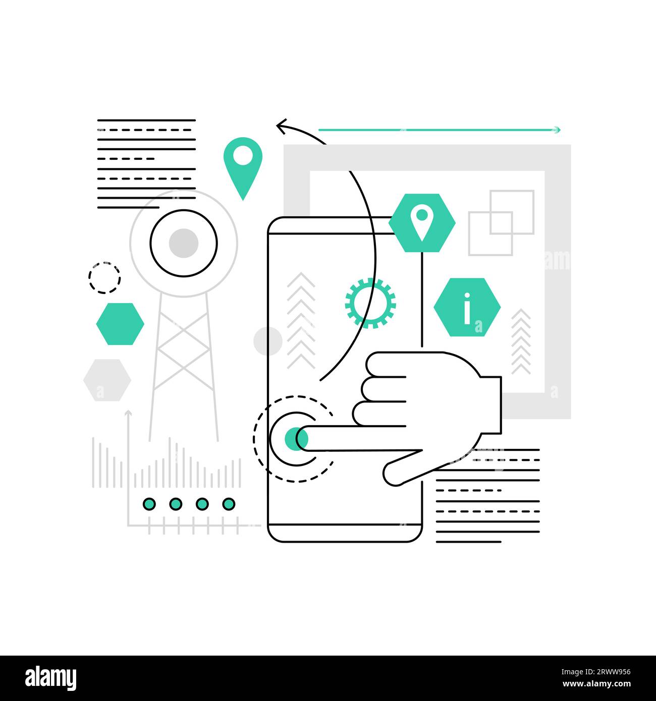 New smart technology. Innovative tech, smartphone digital network ... New smart technology. Innovative tech, smartphone digital network ...