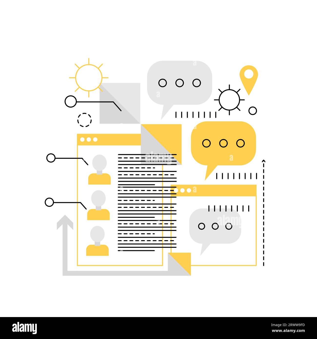 Digital communication chat. Online network, internet connection vector ...