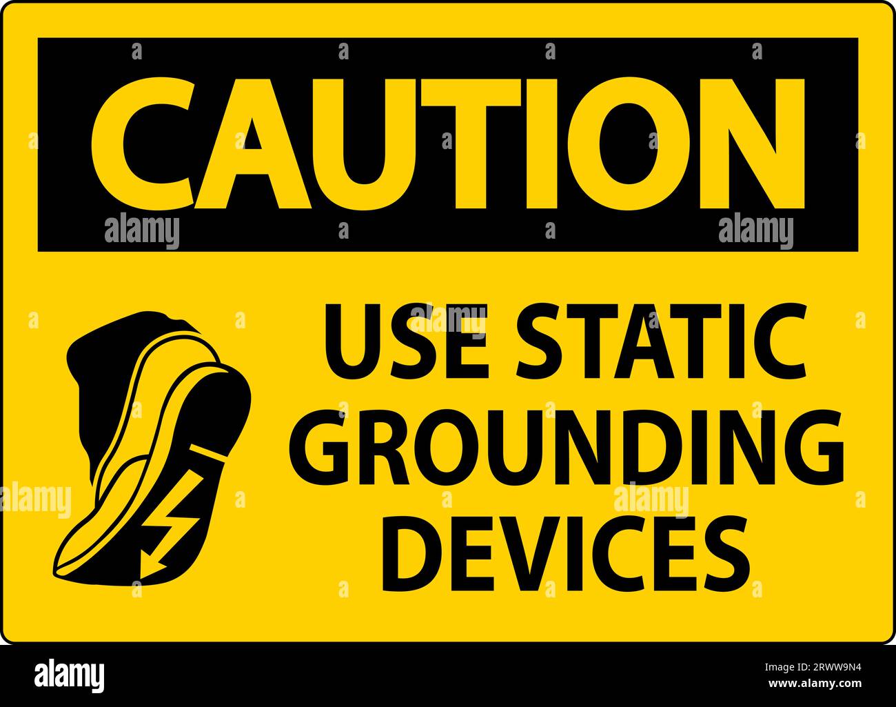 Caution Sign Use Static Grounding Devices Stock Vector Image & Art - Alamy