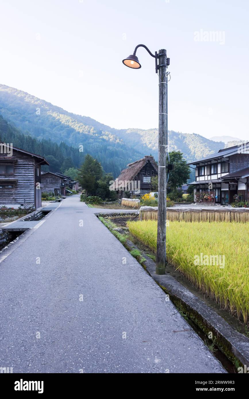 A rural scene with streetlights Stock Photo - Alamy