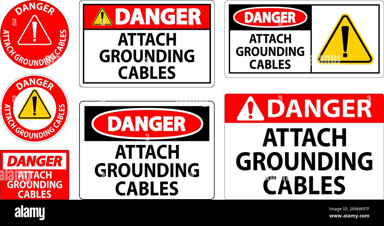 Danger Sign Attach Grounding Cables Stock Vector Image & Art - Alamy