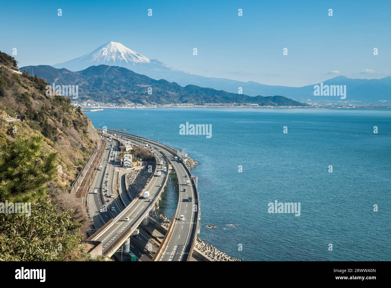 Suruga Bay and Mt. Fuji from Satsuta Pass Stock Photo - Alamy