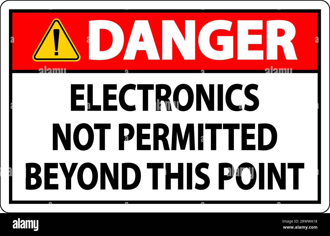 Danger Sign Electronics Not Permitted Beyond This Point Stock Vector ...