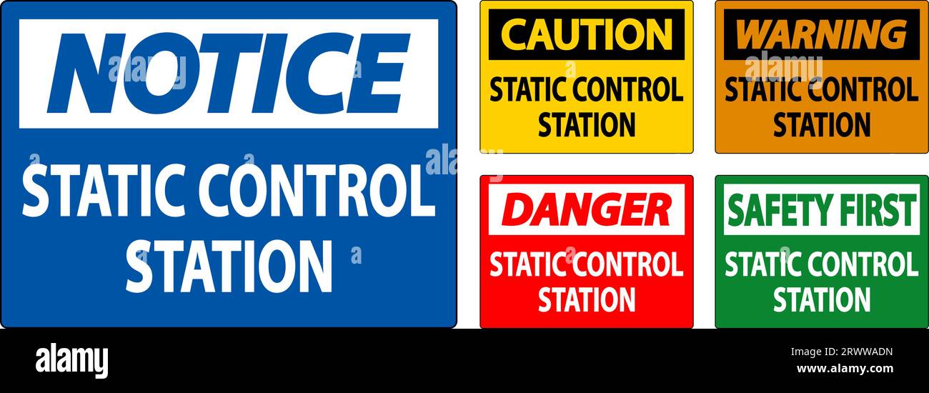 Caution Sign Static Control Station Stock Vector Image & Art - Alamy