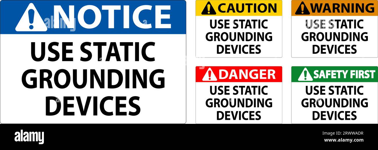Caution Sign Use Static Grounding Devices Stock Vector Image & Art - Alamy
