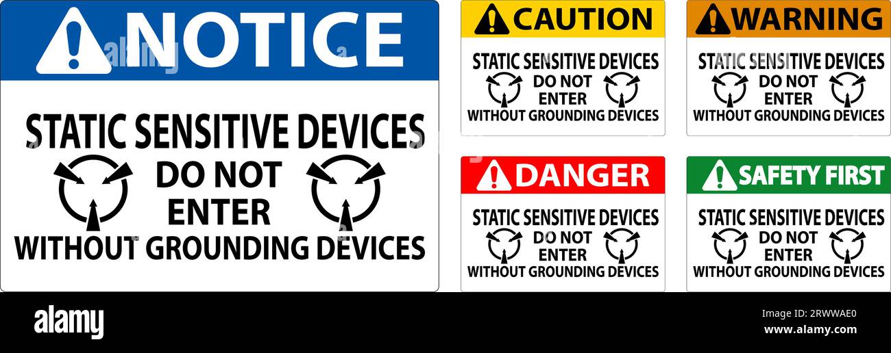 Caution Sign Static Sensitive Devices Do Not Enter Without Grounding ...