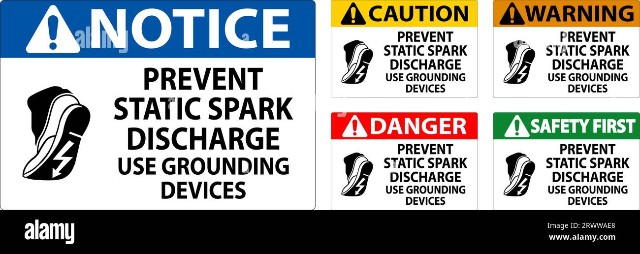 Caution Sign Prevent Static Spark Discharge, Use Grounding Devices ...