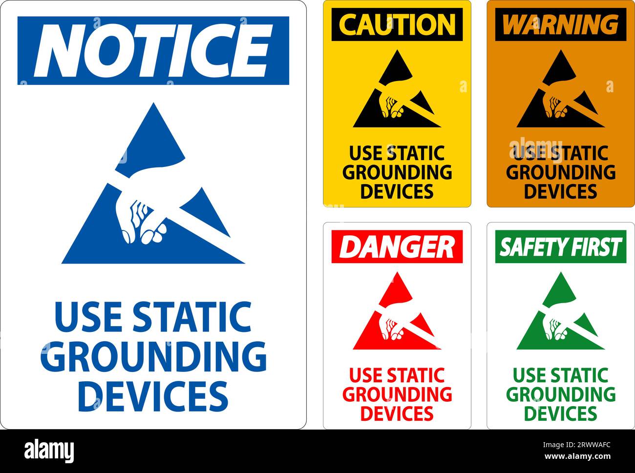 Caution Sign Use Static Grounding Devices Stock Vector Image & Art - Alamy