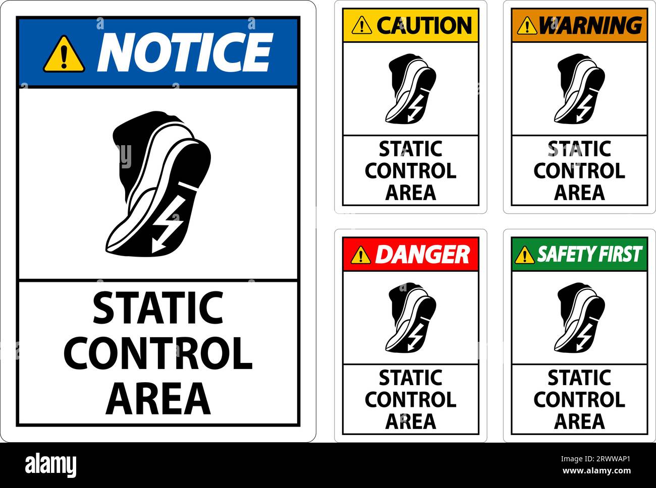 Caution Sign Static Control Area Stock Vector Image & Art - Alamy