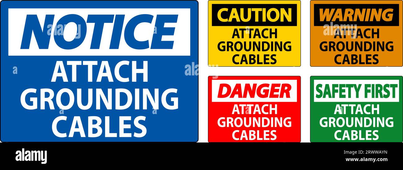 Caution Sign Attach Grounding Cables Stock Vector Image & Art - Alamy