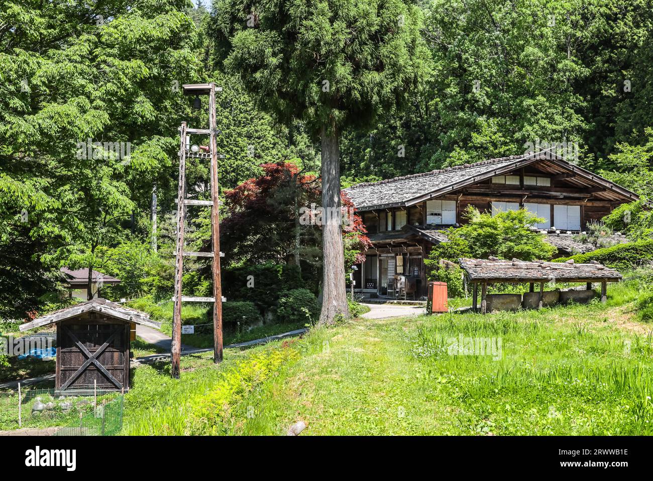 View of Hida village where the bell ladder stands Stock Photo - Alamy