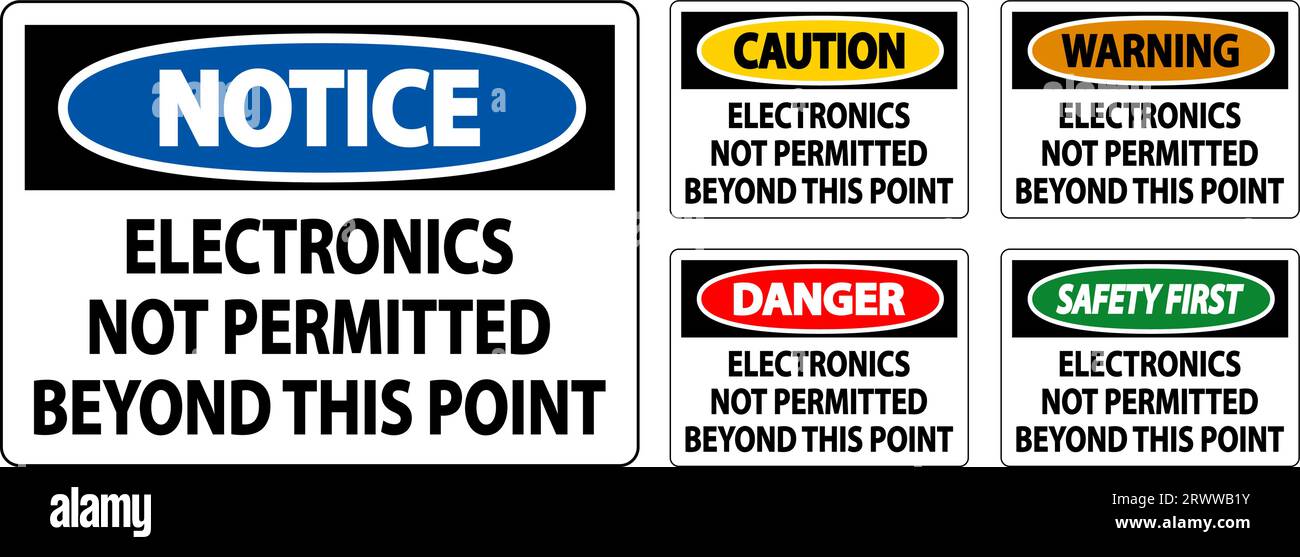 Notice Sign Electronics Not Permitted Beyond This Point Stock Vector ...