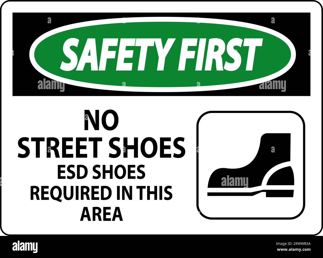 Safety First Sign No Street Shoes, ESD Shoes Required In This Area ...
