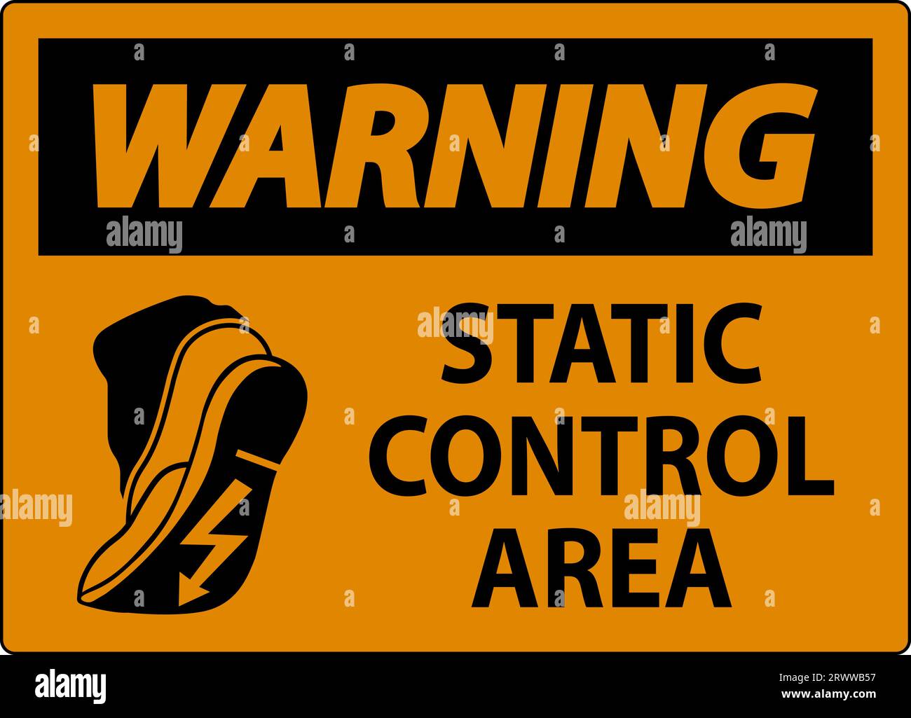 Warning Sign Static Control Area Stock Vector Image & Art - Alamy