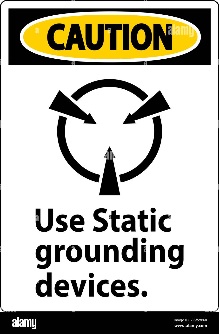 Caution Sign Use Static Grounding Devices Stock Vector Image & Art - Alamy