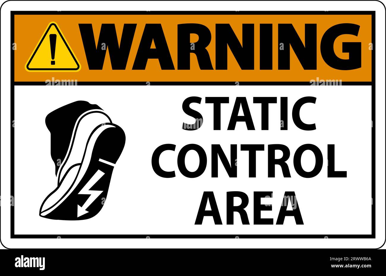 Warning Sign Static Control Area Stock Vector Image & Art - Alamy