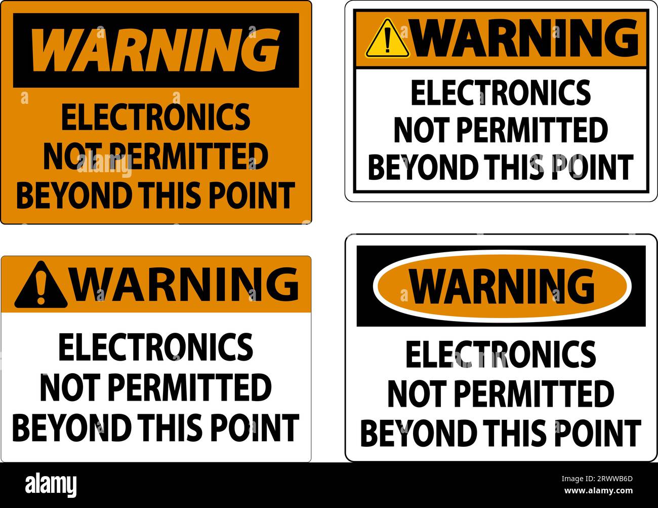 Warning Sign Electronics Not Permitted Beyond This Point Stock Vector ...