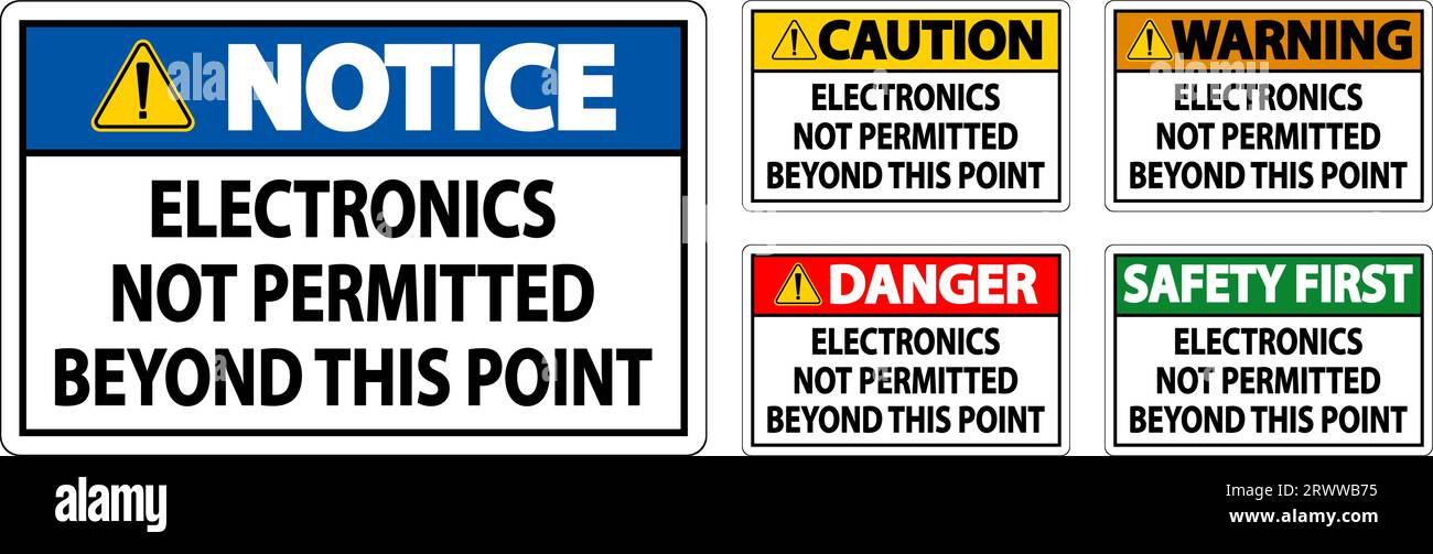 Notice Sign Electronics Not Permitted Beyond This Point Stock Vector ...