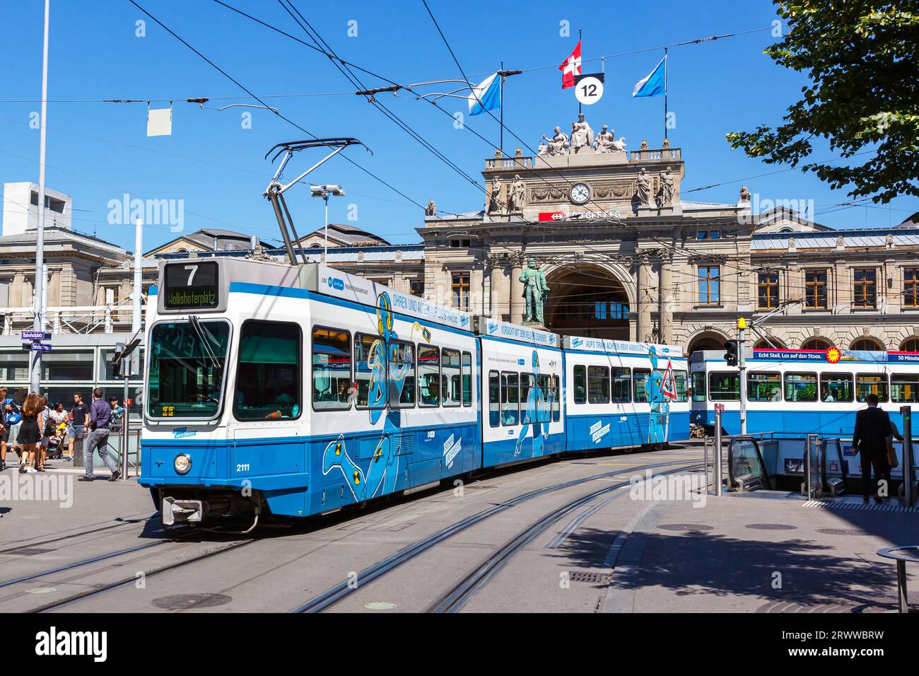 Zurich, Switzerland - August 10, 2023: Bahnhofstrasse with tram 2000 ...