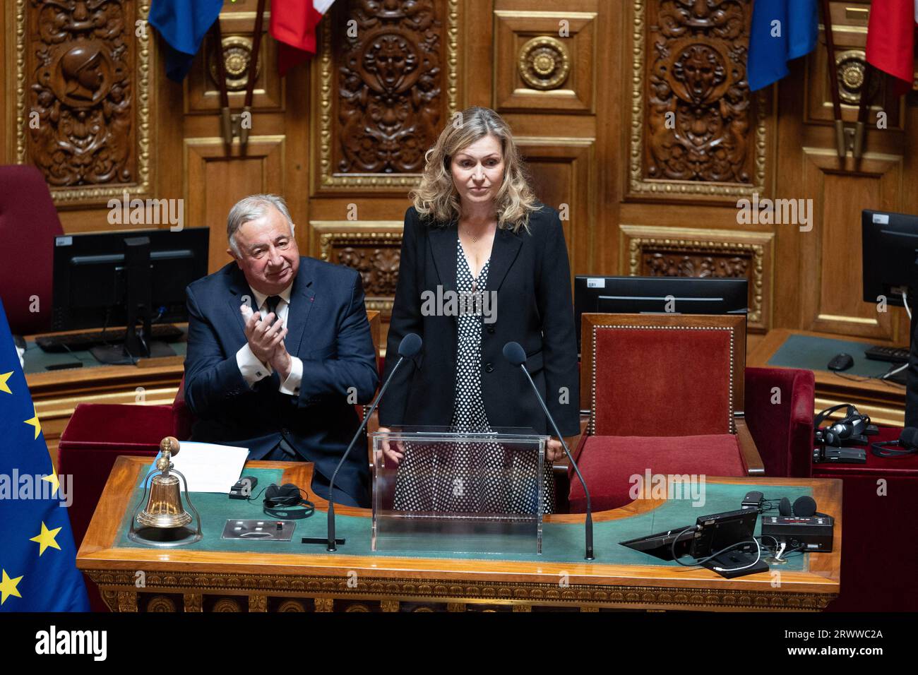 French Senate President Gerard Larcher and President of the French ...