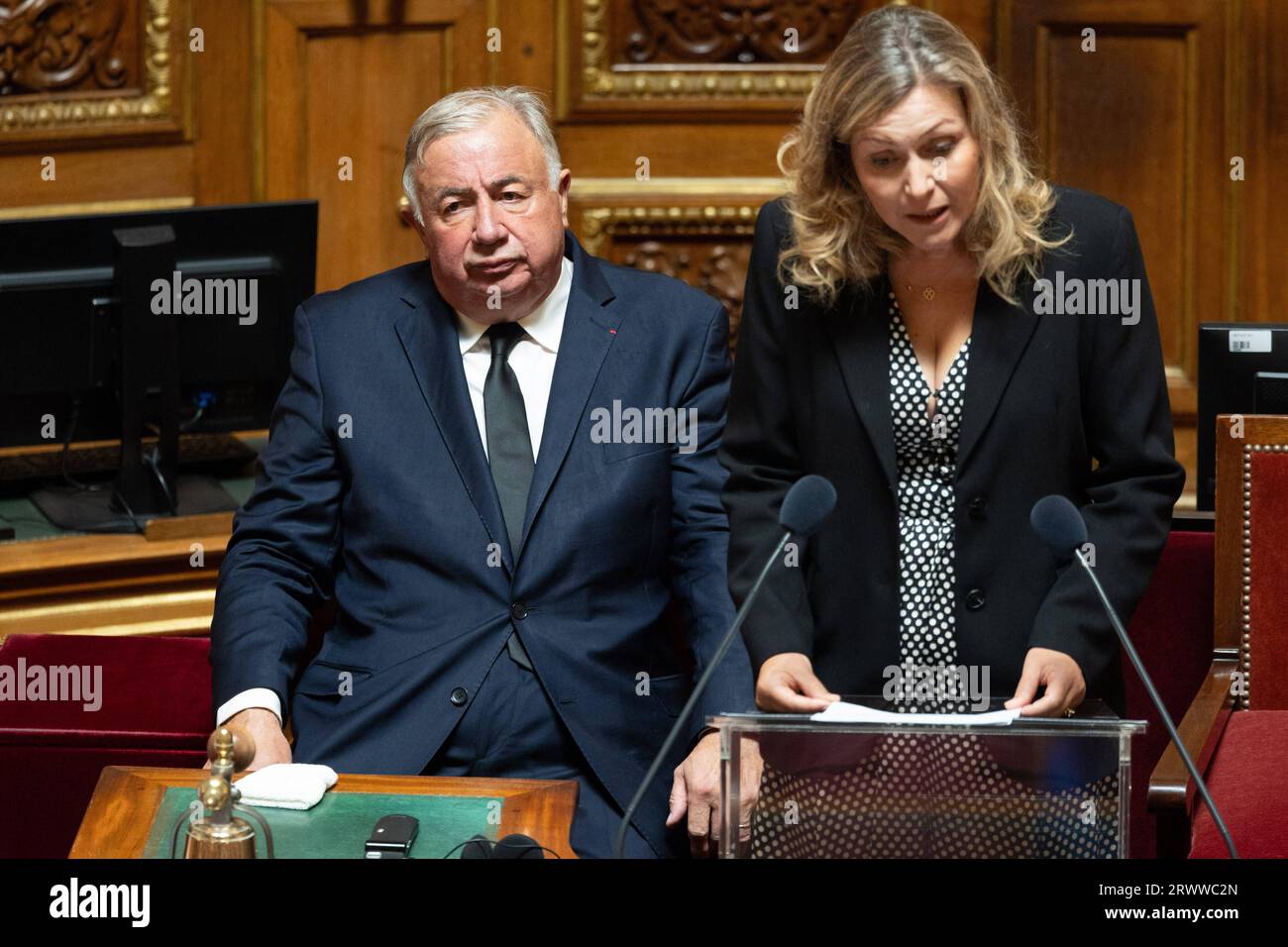 French Senate President Gerard Larcher and President of the French ...