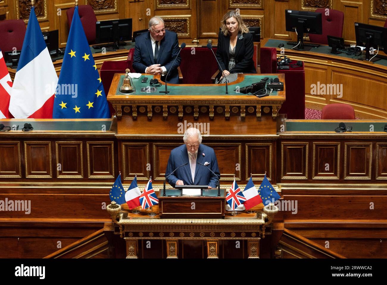 Britain King Charles III addresses Senators and members of the National ...