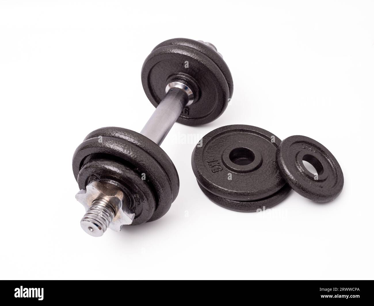Close up chrome dumbbells hi-res stock photography and images - Alamy