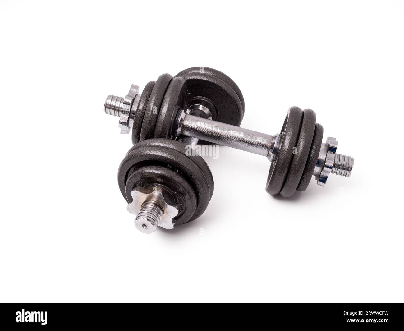 Man lifting a black dumbbell Cut Out Stock Images & Pictures - Alamy