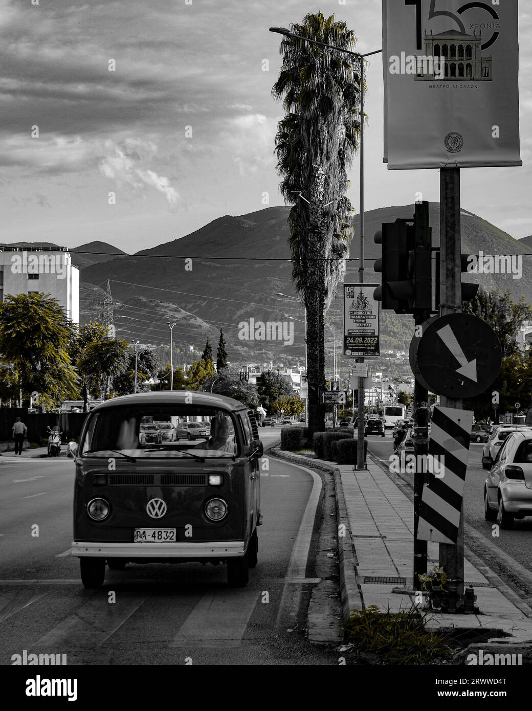 Vintage famous van siting at traffic stop Stock Photo - Alamy