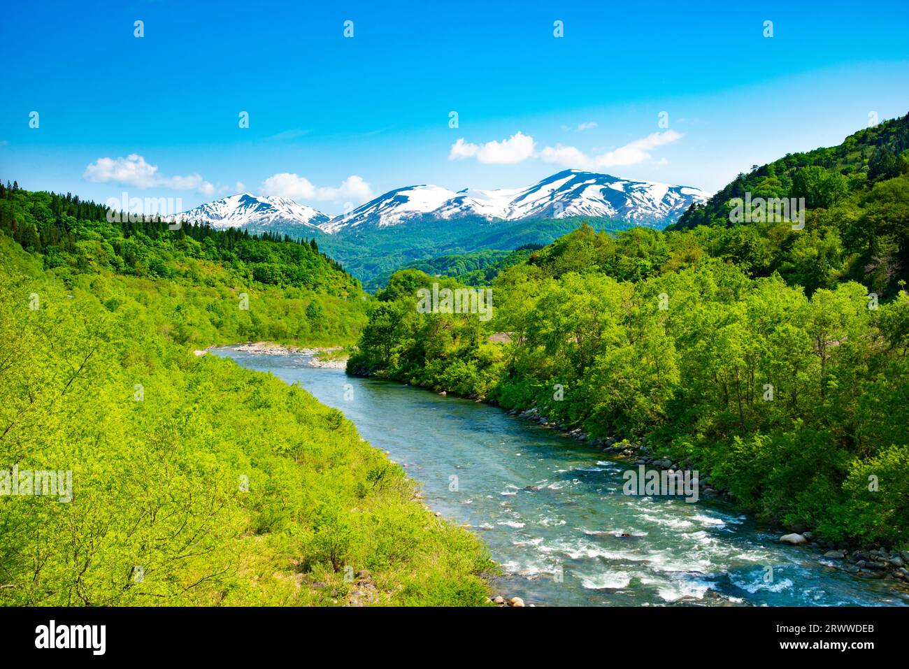 Sagae River and Mt Stock Photo - Alamy
