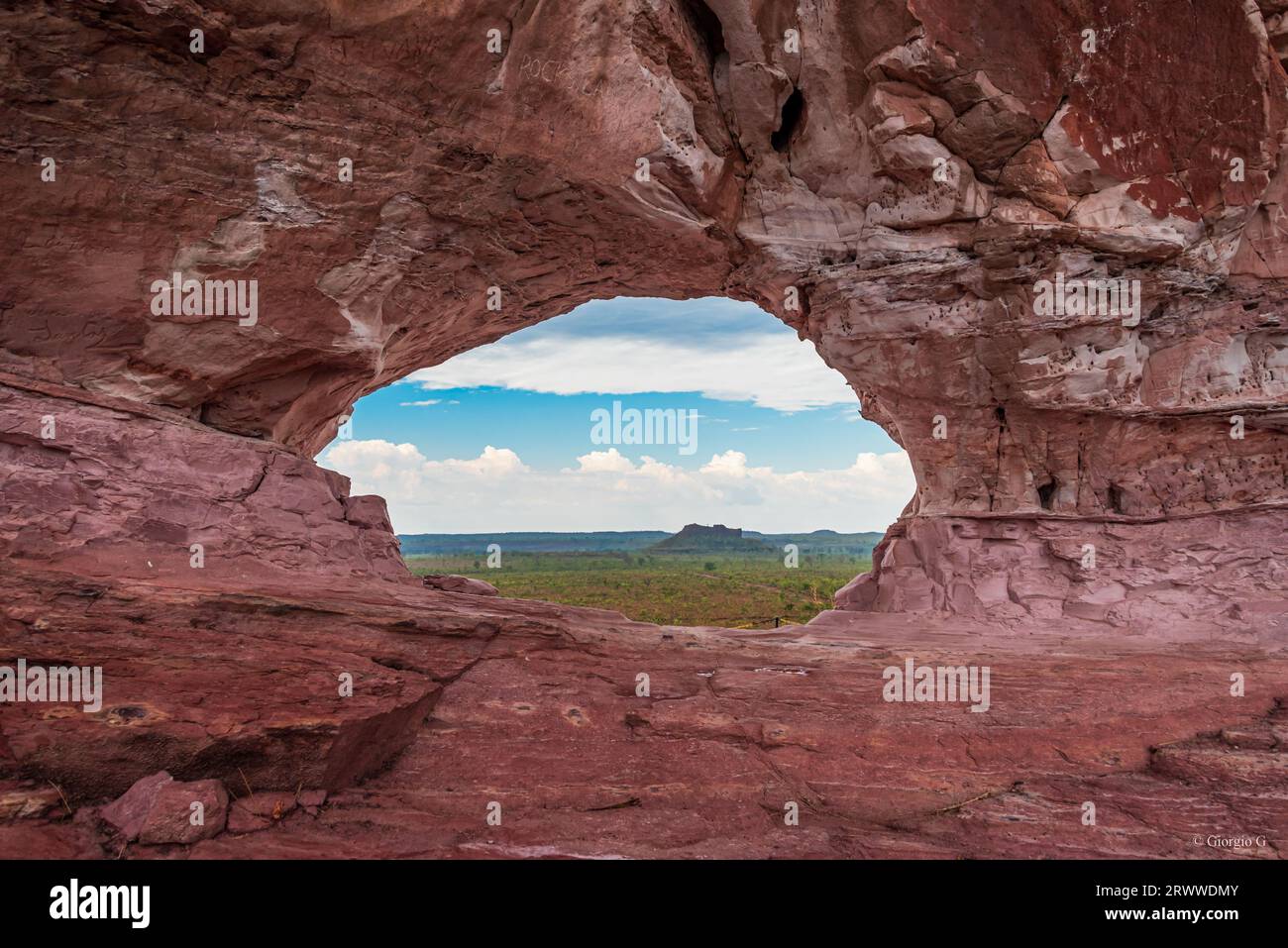 View from the "hollow stone" in Jalapao national park in Brazil Stock ...