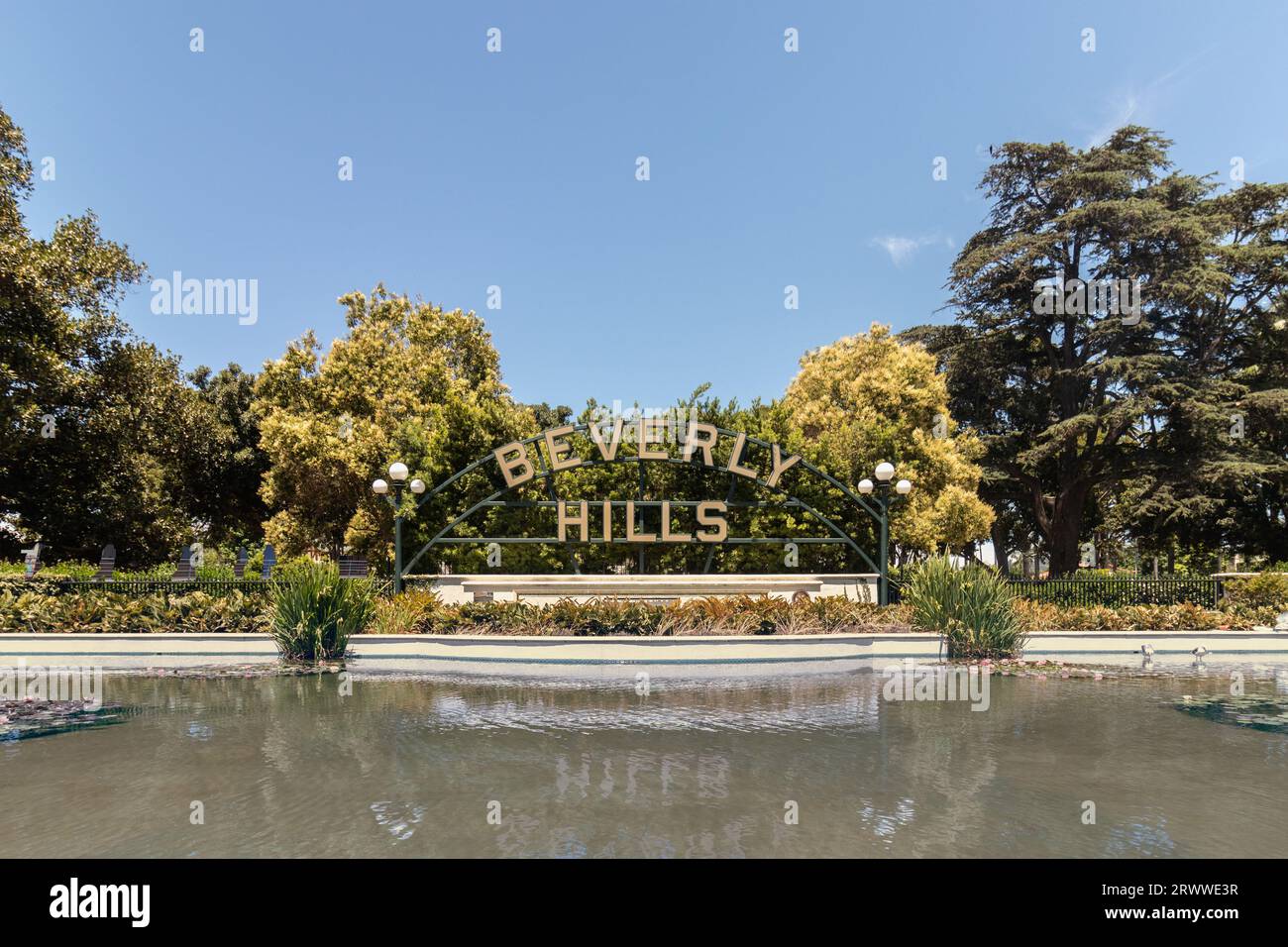 Beverly hills sign palm trees hi-res stock photography and images - Alamy