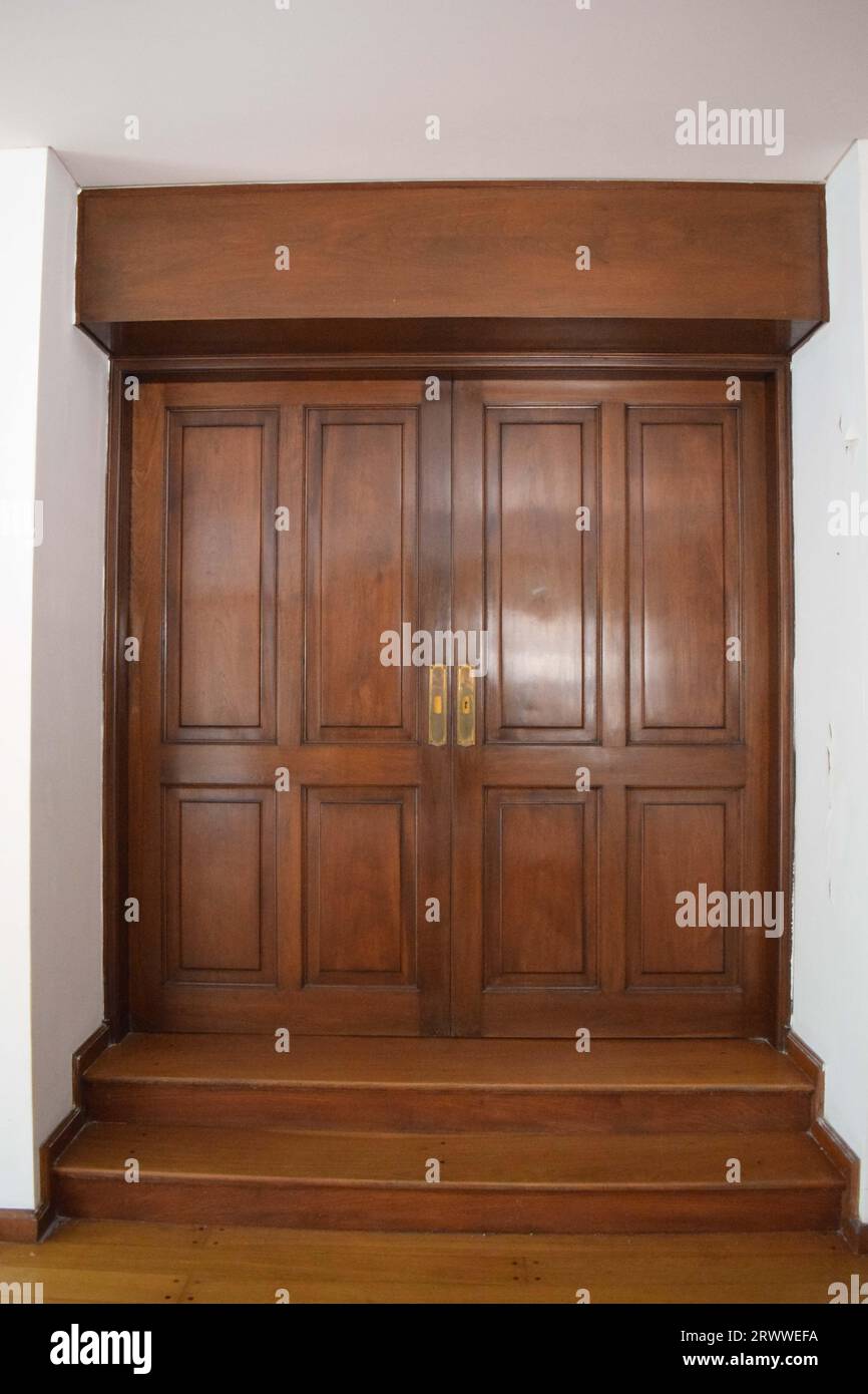 double wooden door in a house Stock Photo - Alamy
