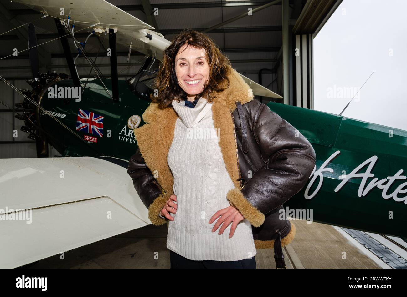 Pilot Tracey Curtis-Taylor after landing at the end of a 7000 mile ...