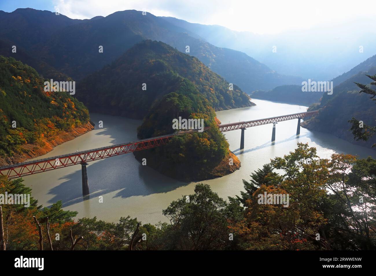 November: Oku-Oi Lake Station, Oigawa Railway Igawa Line Stock Photo ...