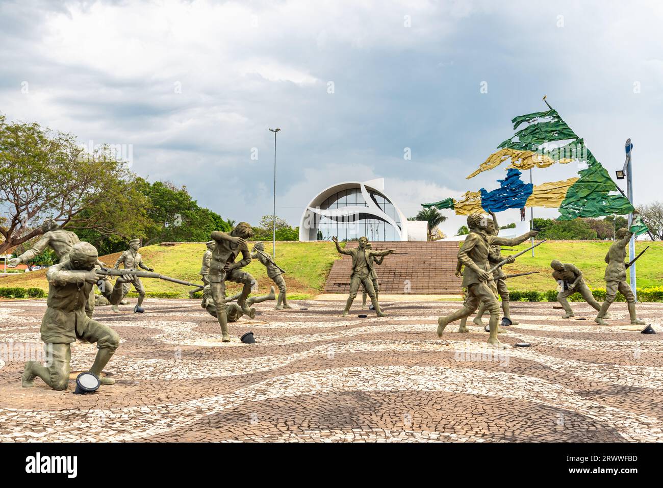 Monument to historic brazilian characters at Sunflowers square in ...