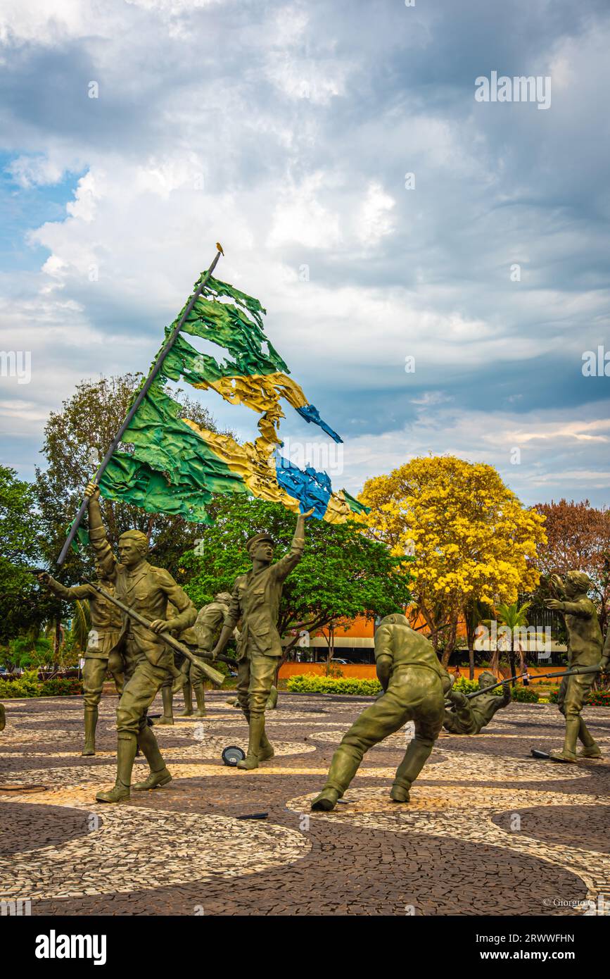 Detail of monument to historic brazilian characters at Sunflowers ...