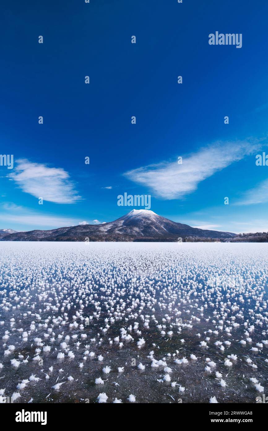 Frostflowers in Lake Akan and Mount Male Akan Stock Photo - Alamy