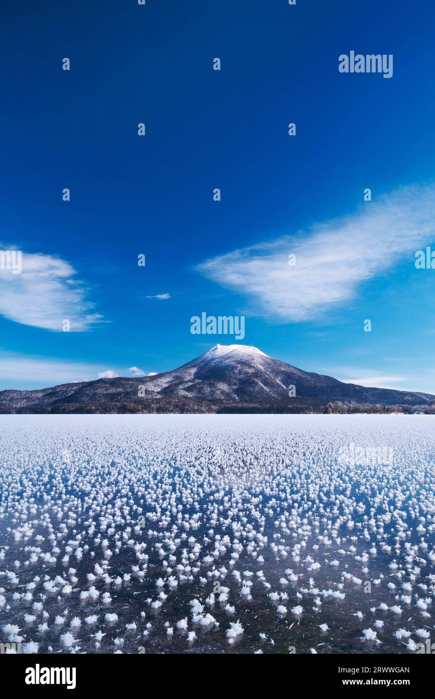 Frostflowers in Lake Akan and Mount Male Akan Stock Photo - Alamy