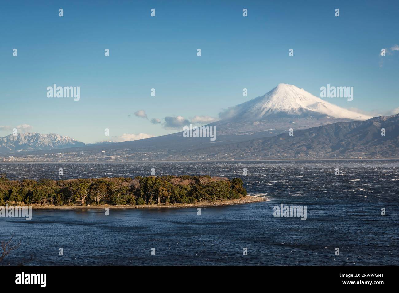 Osezaki and Mt. Fuji over Suruga Bay from Nishiura, Numazu City Stock ...