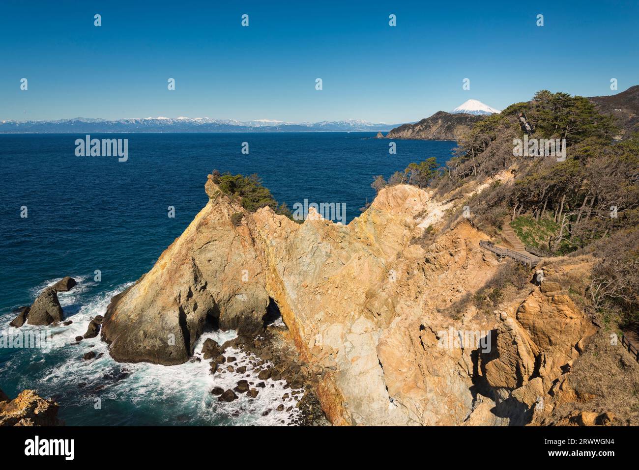 Fuji over Suruga Bay from Koganezaki in Nishi Izu Stock Photo - Alamy