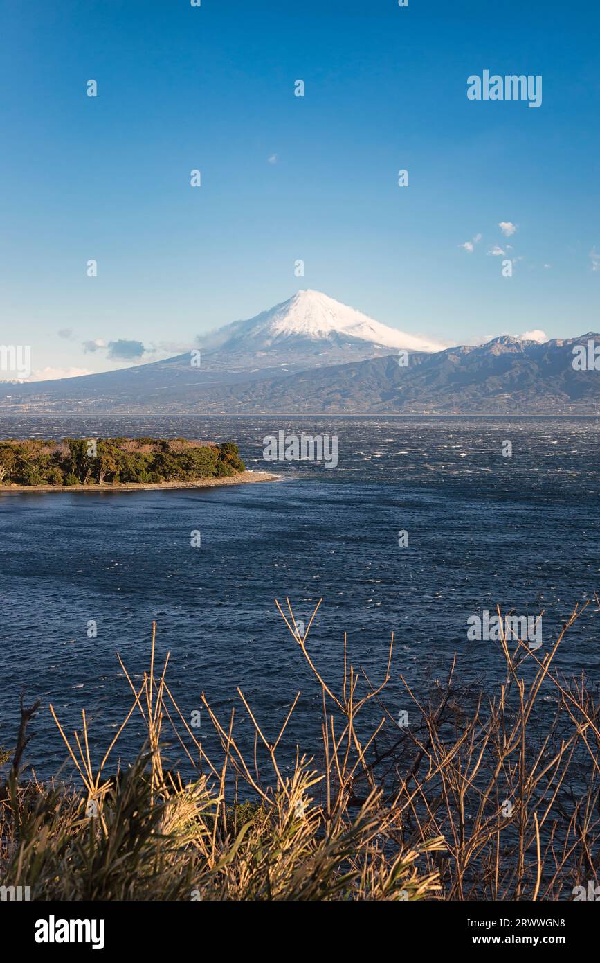 Osezaki and Mt. Fuji over Suruga Bay from Nishiura, Numazu City Stock ...